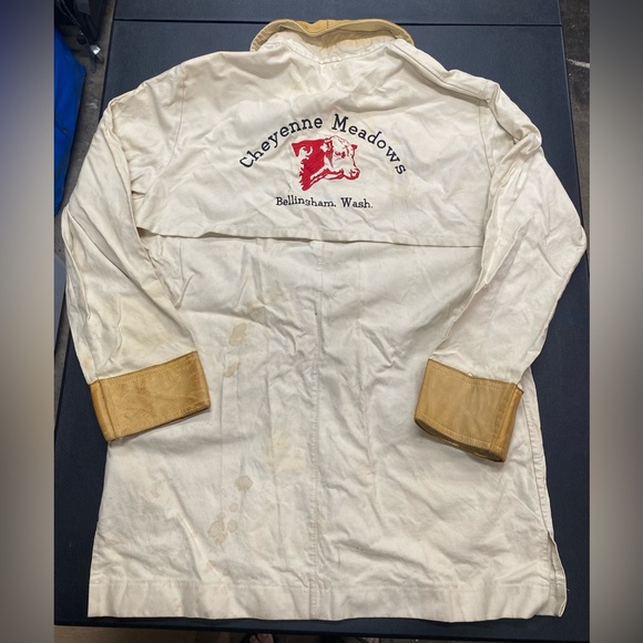 Jackets & Coats | Vintage 7s Chore Jacket Range Coat Tin Cloth Leather ...